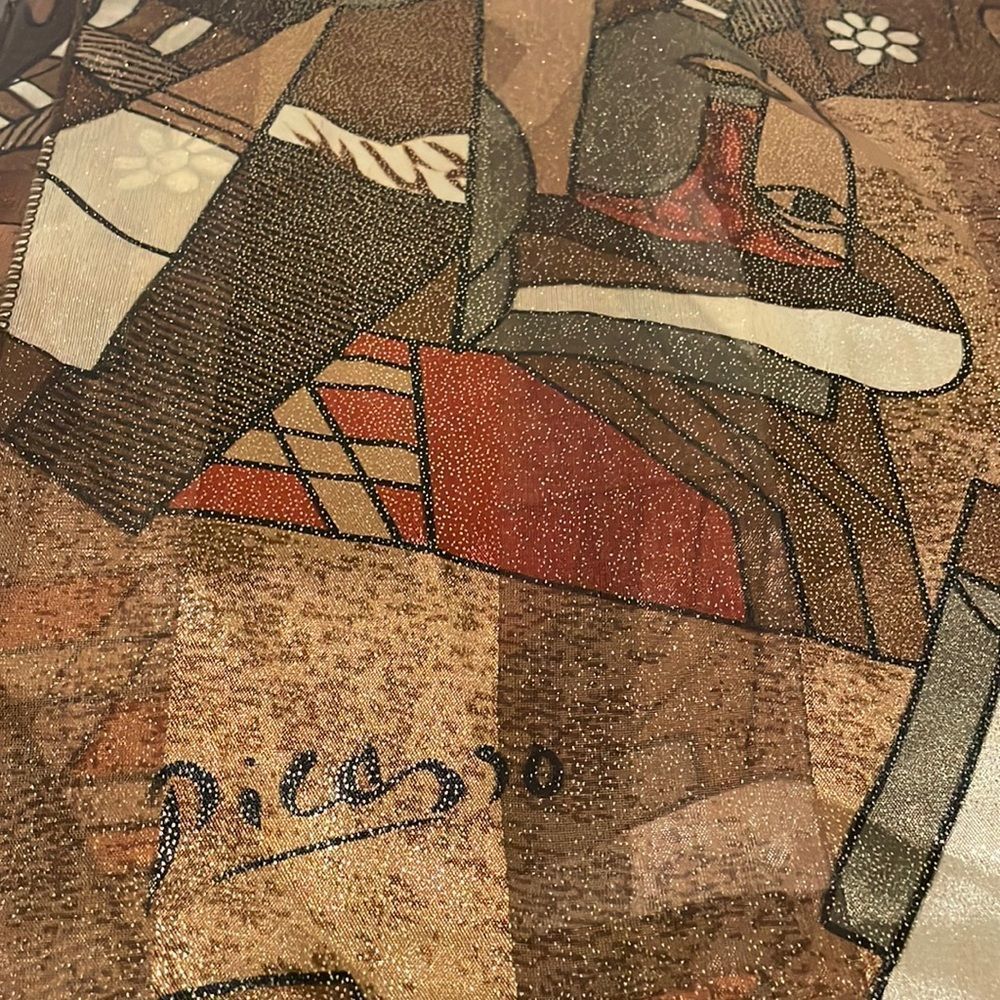 Pablo Picasso Silk Scarf Cubism Art Brown Tones - Gem